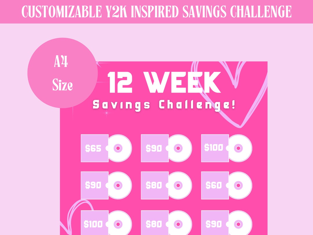 12 Week Savings Challenge Y2K Inspired 1k Savings Challenge 3k Savings ...