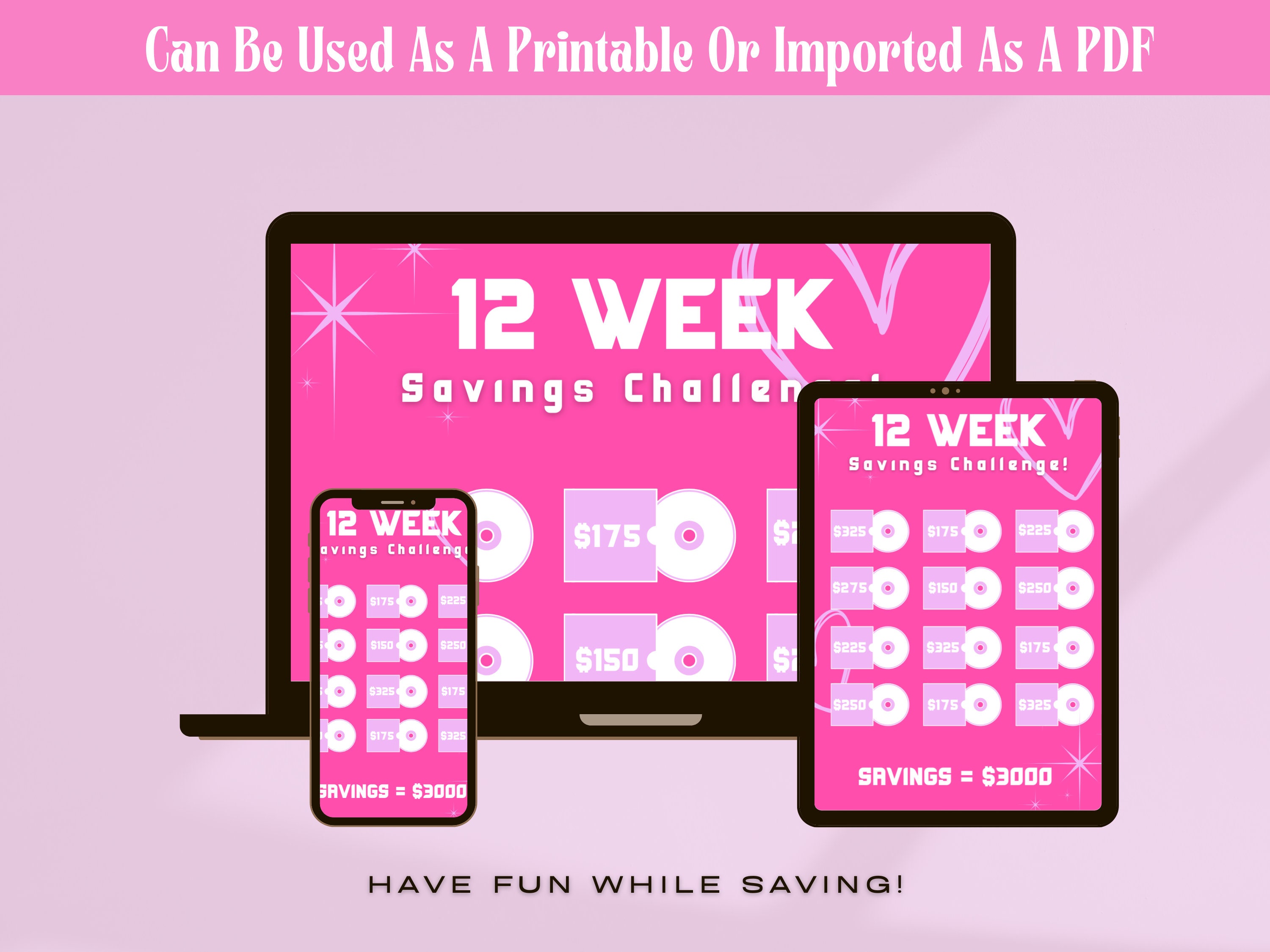 12 Week Savings Challenge Y2K Inspired 1k Savings Challenge 3k Savings ...