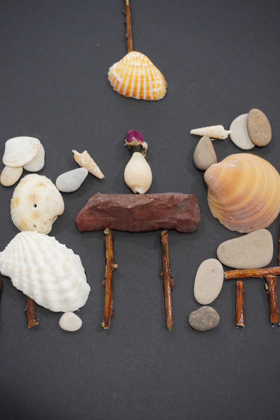 Wall Art always 11 X 14 With Real Rose Unique Pebbles and Sea Shells ...