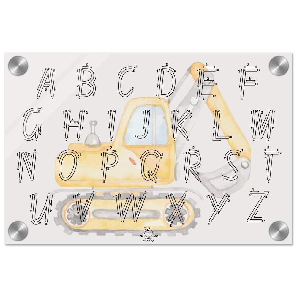 Letter Tracing Handwriting Excavator Digger Acrylic Dry Erase Board ...