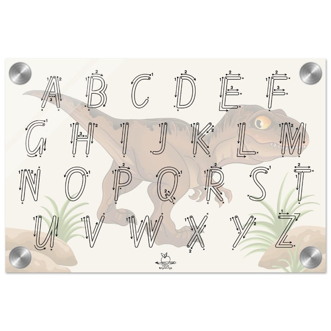 Letter Tracing Handwriting Dinosaur Acrylic Dry Erase Board - Uppercase ...