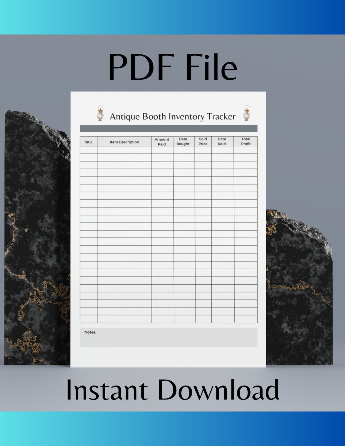 Antique Booth Inventory Tracker Printable PDF, Vintage Inventory ...