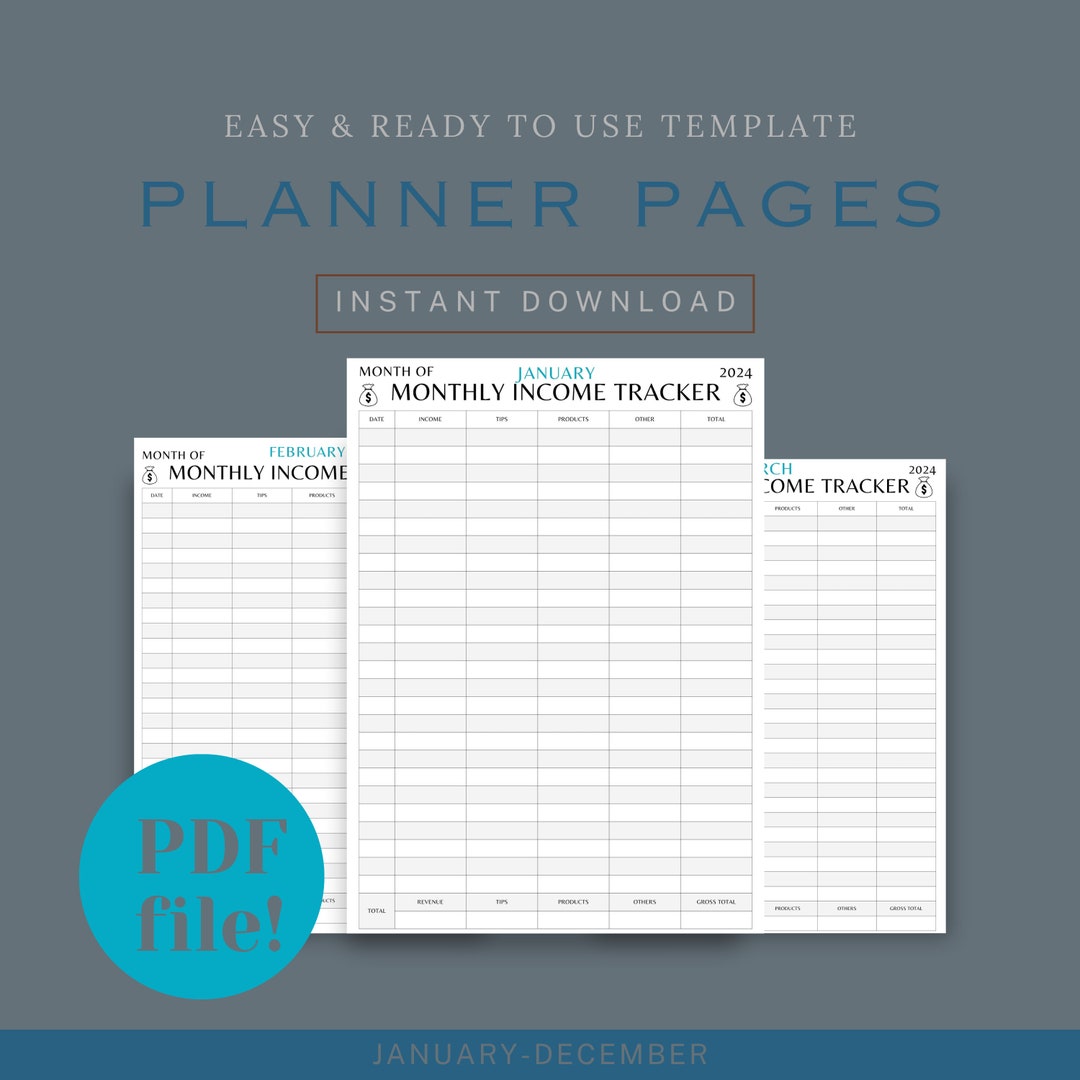 12 Month Income Tracker Printable - Etsy