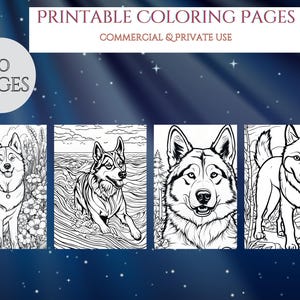 Siberian Husky Dogs Coloring Book, 20 Pages of Cute Husky Dogs ...