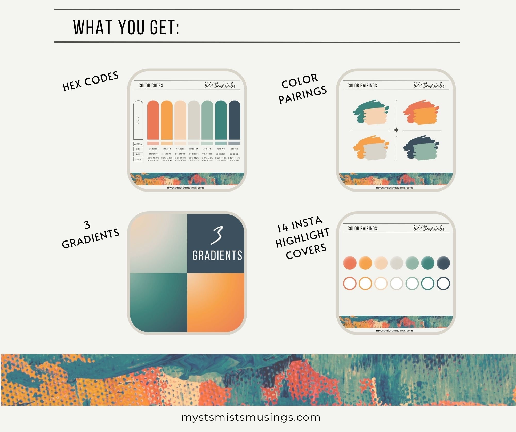 Color Palette | Bold Brushstrokes | Hex Codes | Branding | Web Design ...