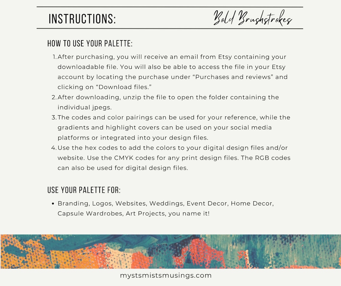 Color Palette | Bold Brushstrokes | Hex Codes | Branding | Web Design ...