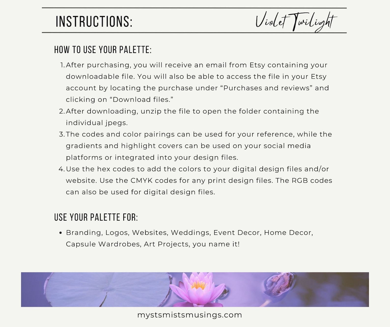 Color Palette Violet Twilight Hex Codes Branding Web Design Wedding ...