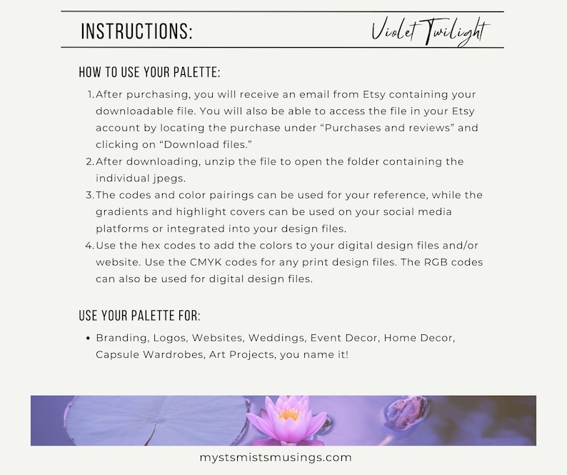 Color Palette Violet Twilight Hex Codes Branding Web Design Wedding ...