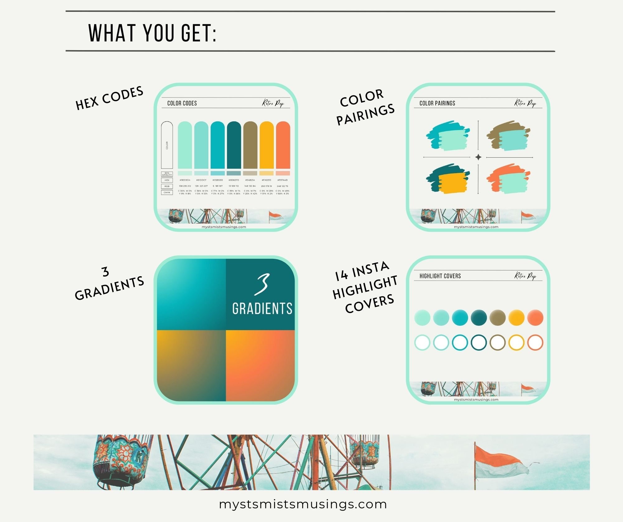 Color Palette | Retro Pop | Hex Codes | Branding | Web Design | Wedding ...