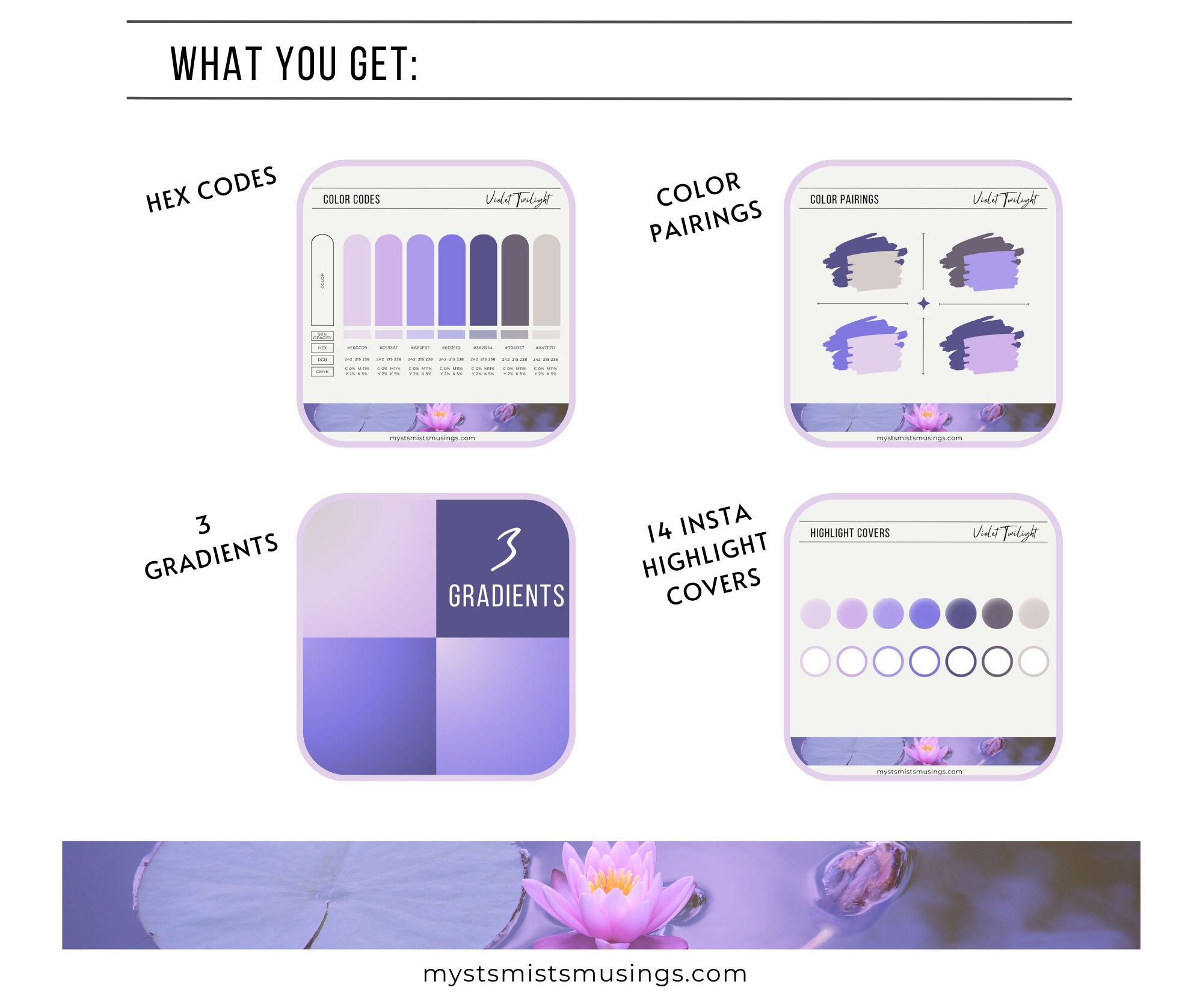 Violet Twilight Color Palette Hex Codes Branding Web - Etsy