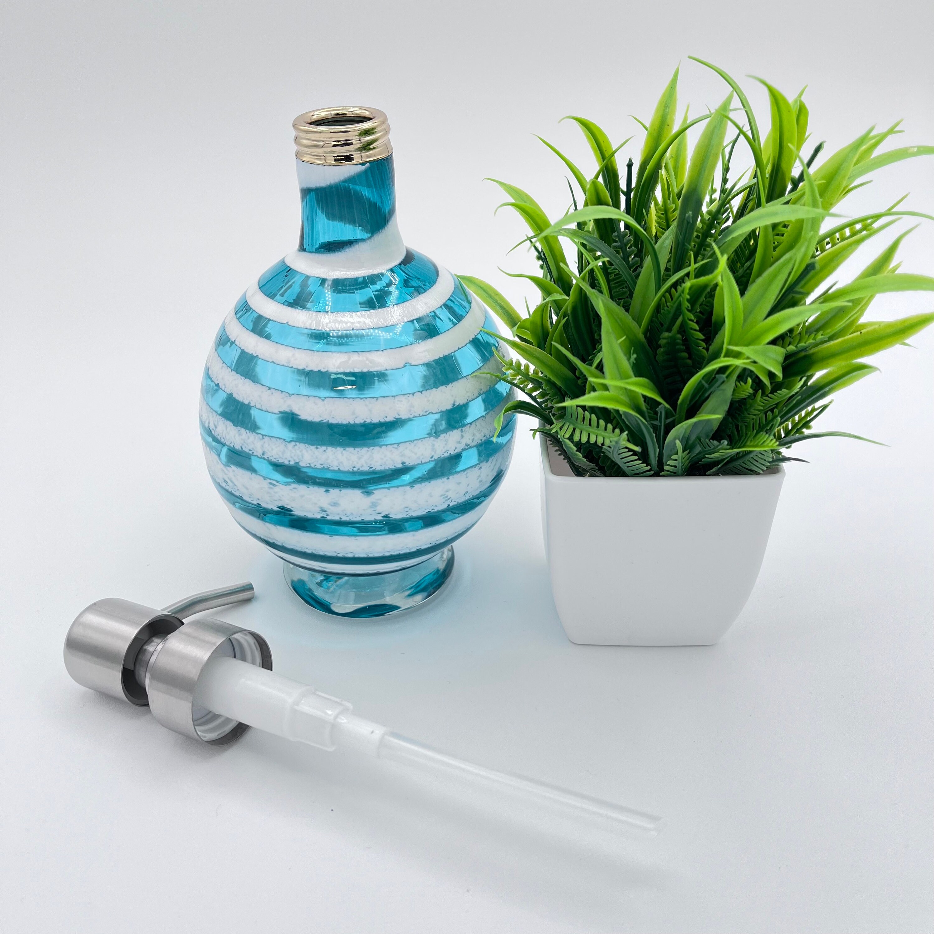 Teal Boho Spiral Soap Dispenser Vanity Bottle Ready to Ship - Etsy