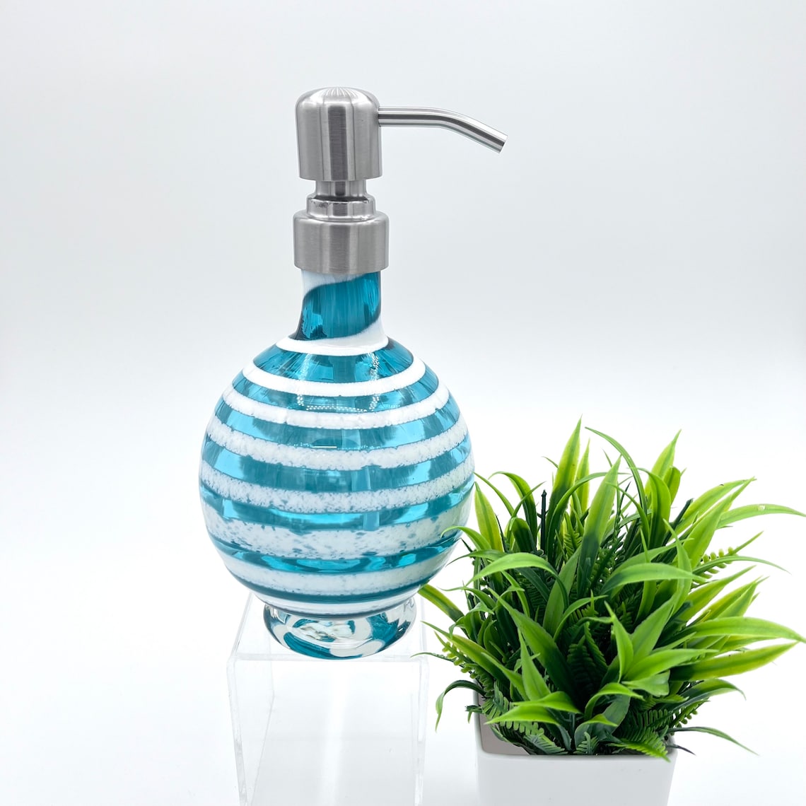Teal Boho Spiral Soap Dispenser Vanity Bottle Ready to Ship - Etsy