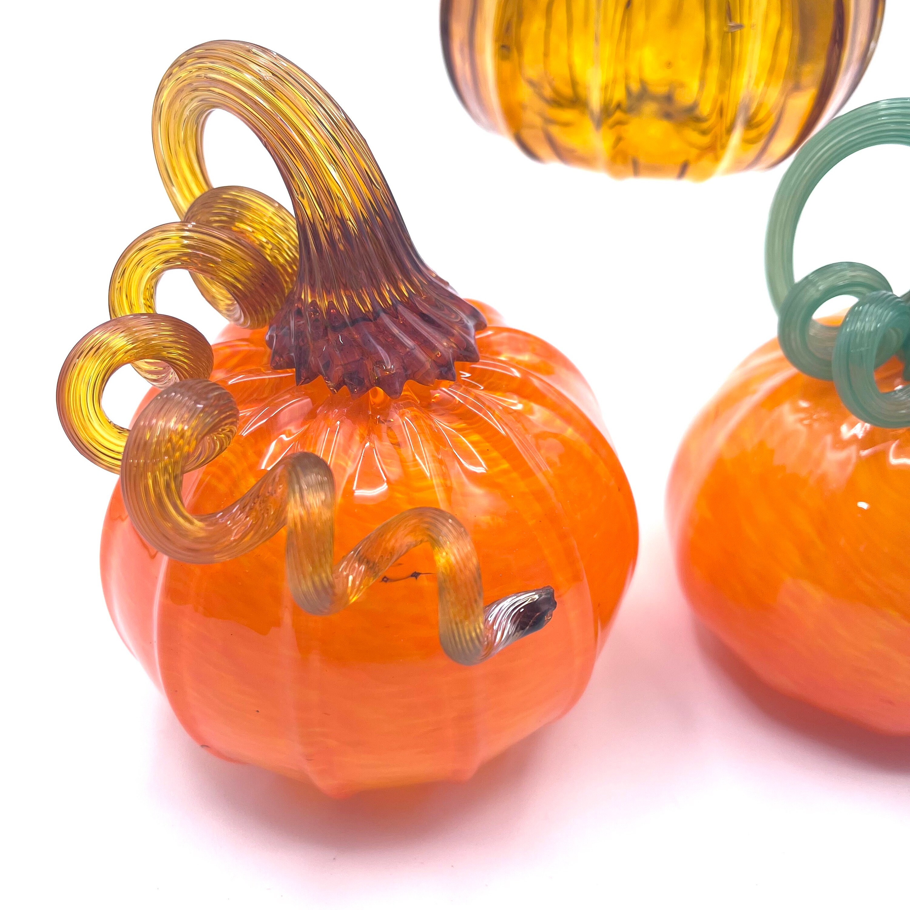 Set of Three Hand Blown Glass Pumpkins Ready to Ship - Etsy UK