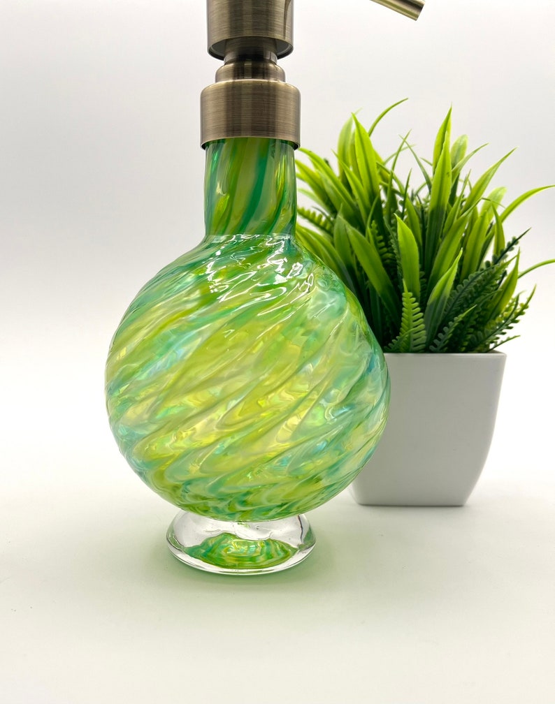 Spring Green Marbled Hand Blown Glass Soap Dispenser - Etsy
