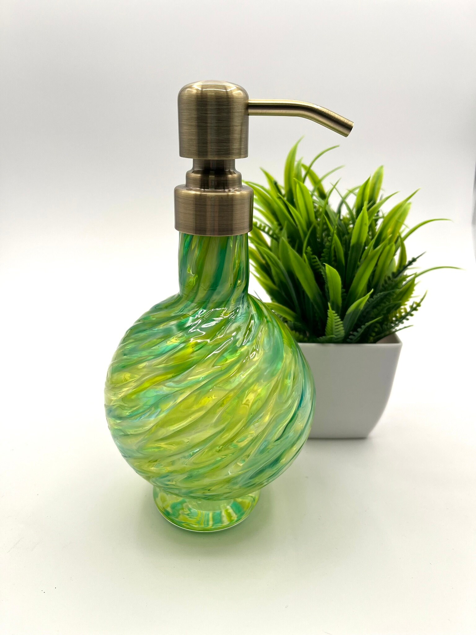 Spring Green Marbled Hand Blown Glass Soap Dispenser - Etsy