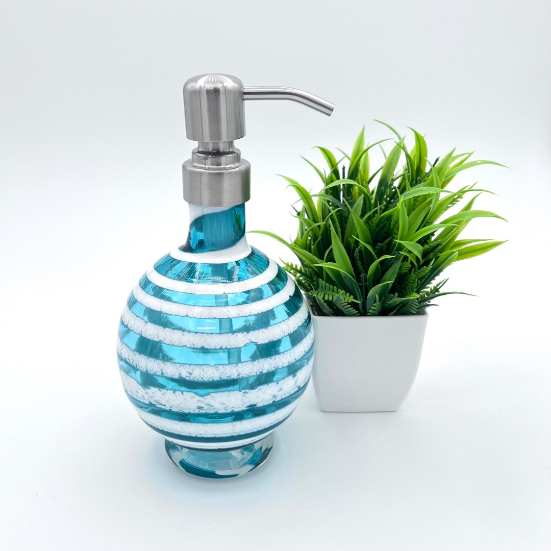 Teal Boho Spiral Soap Dispenser | Vanity Bottle | Ready to Ship - Etsy