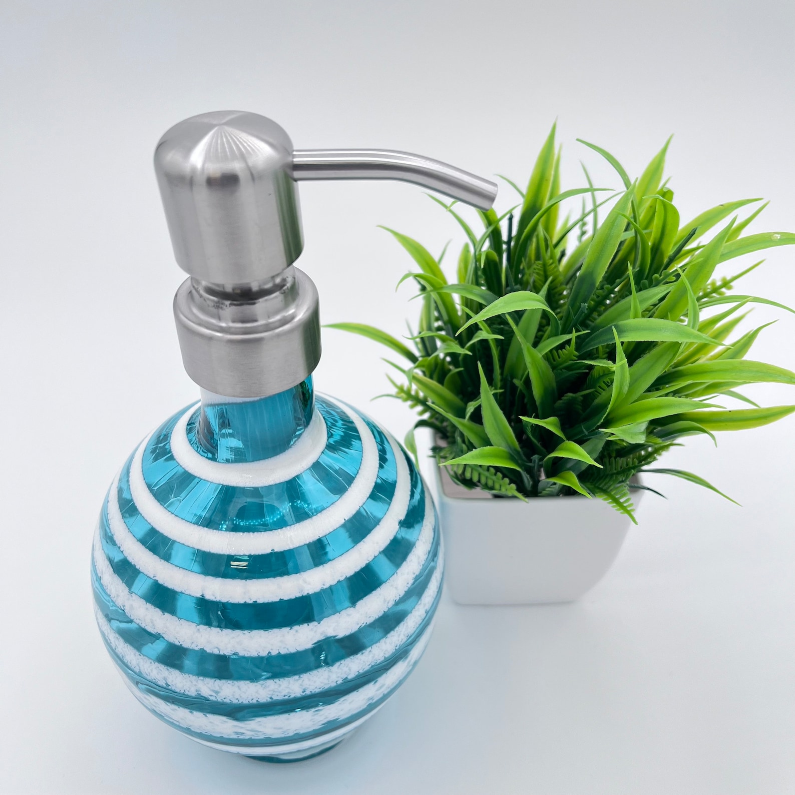 Teal Boho Spiral Soap Dispenser Vanity Bottle Ready to Ship - Etsy