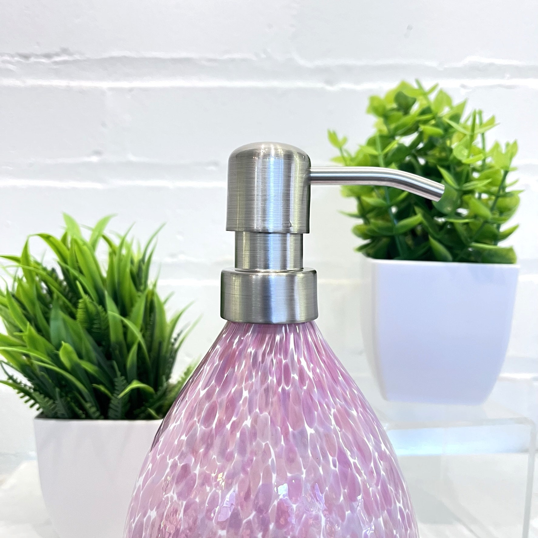 Pink Hand Blown Glass Soap Dispenser - Etsy