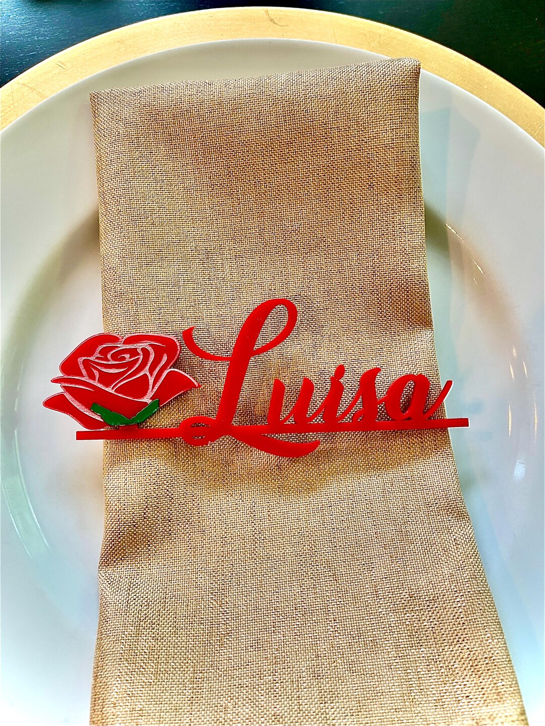Personalized Name Place Cards With Rose - Etsy