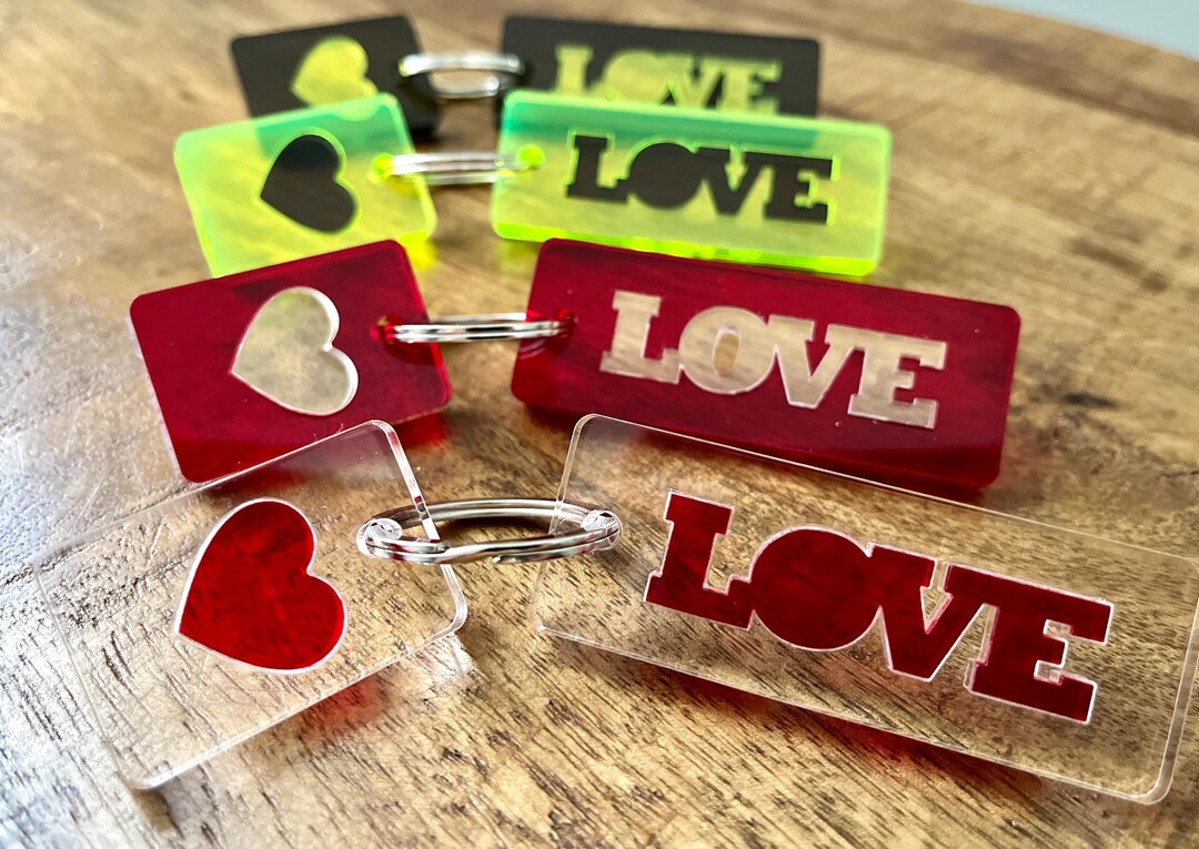 Custom Couples Keychain, Love, Translucent Acrylic, Valentine Day, His ...