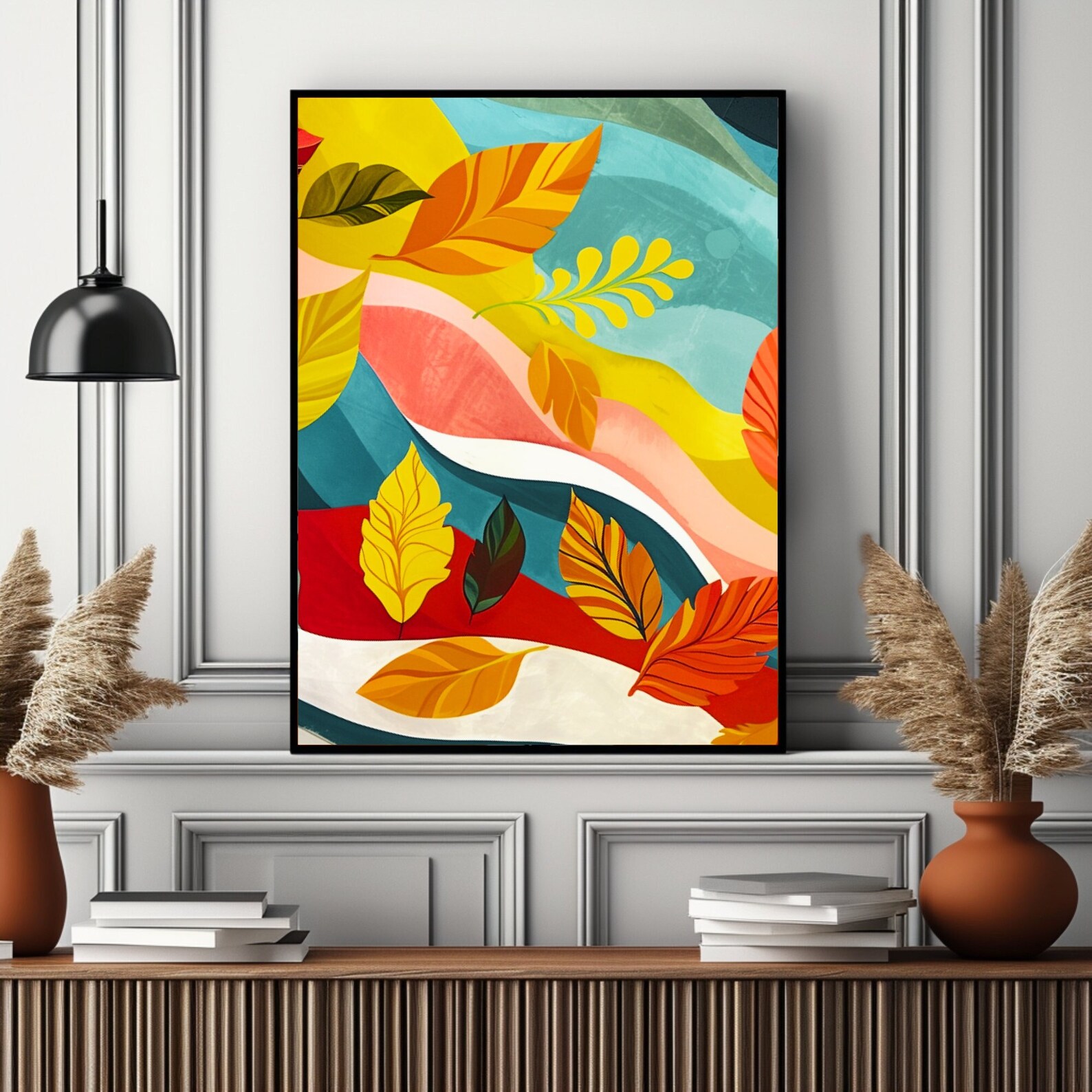 Modern Abstract Leaf Art Print | Colorful Nature Wall Decor | Vibrant ...