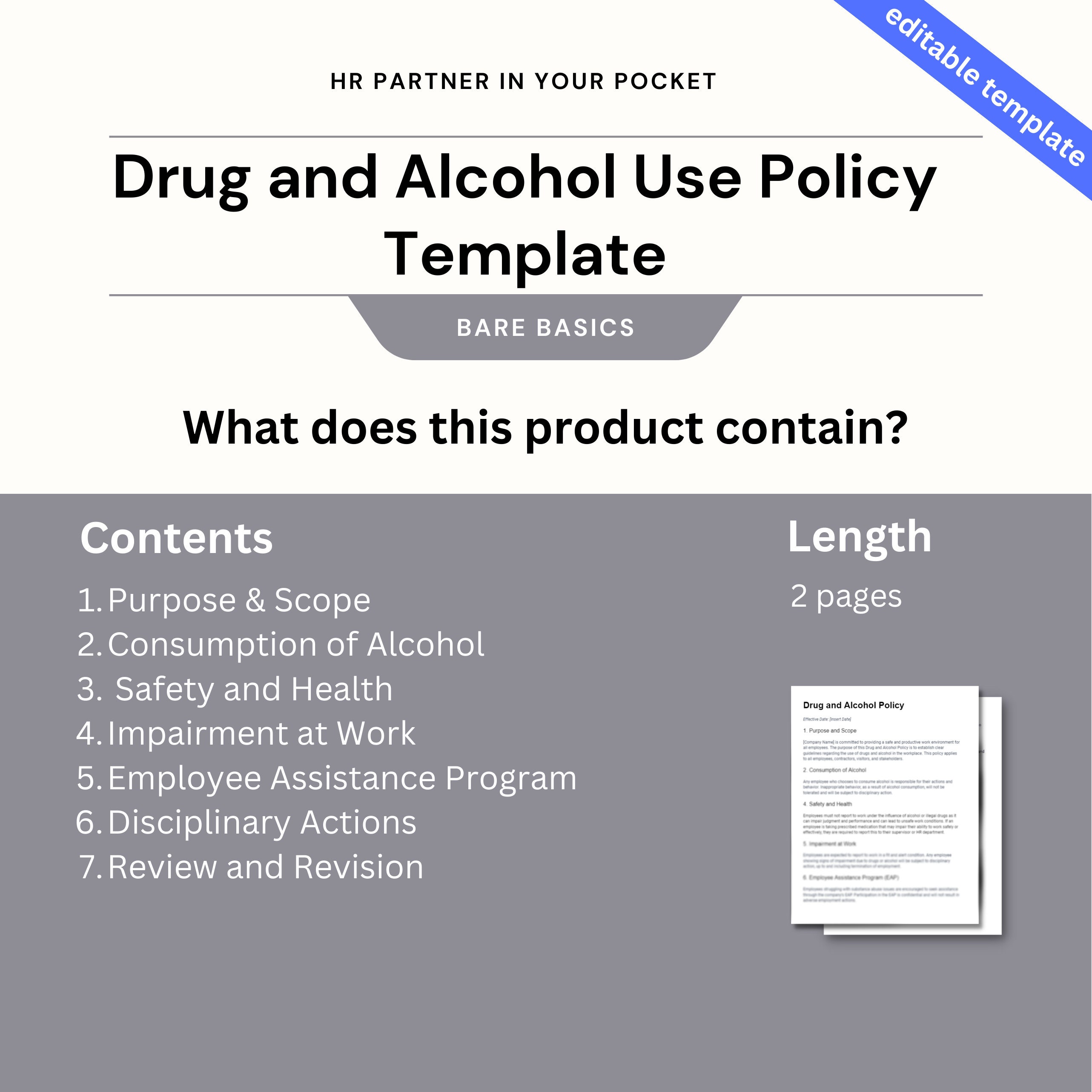 Human Resources Templates | Drug and Alcohol Use Policy Template ...