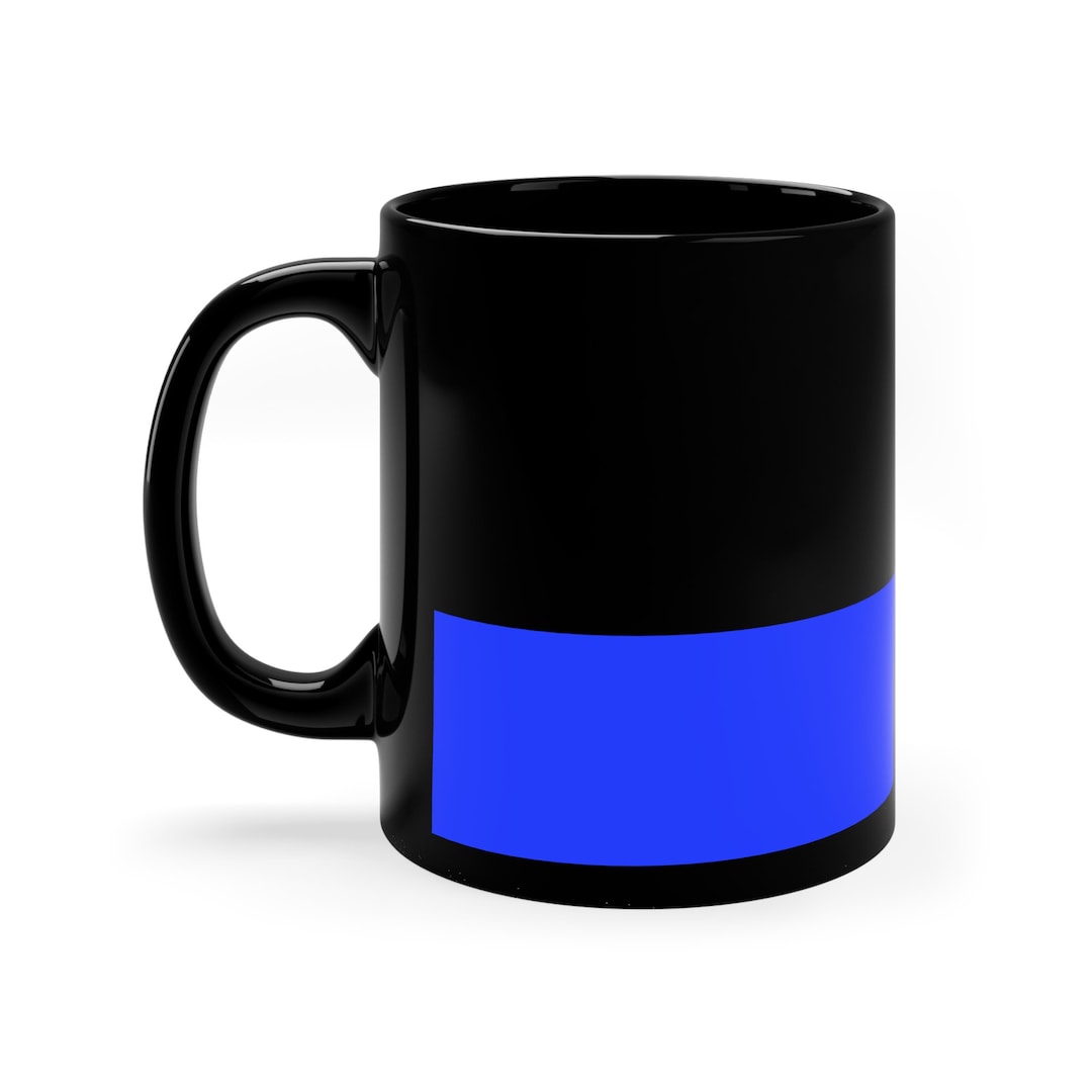 Black Coffee Mug, 11oz BLUE STRIPE MUG Tea Cup Flagon Tankard Seidel ...