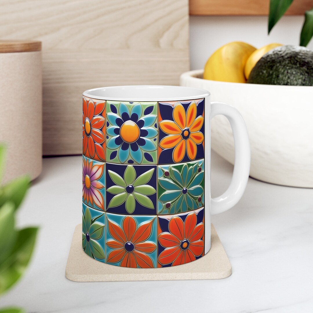 Ceramic Mug 11oz FLORAL PRINT MUGS Tea Cup Flagon Tankard Seidel Beaker ...