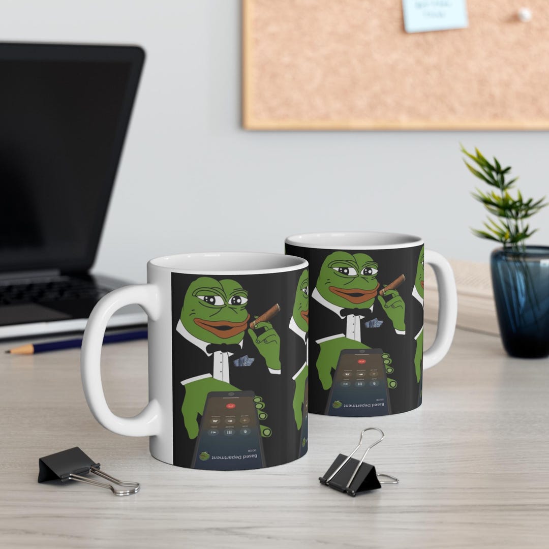 Pepe Frog Smoking Cigar Mug | Phone Call Meme Coffee Cup - Etsy