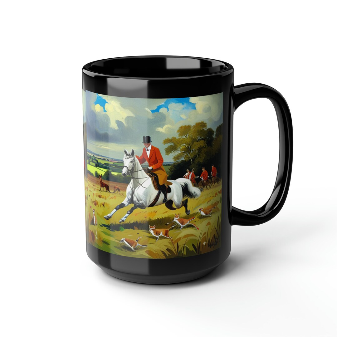 Black Mug, 15oz FOX HUNT MUG - Etsy