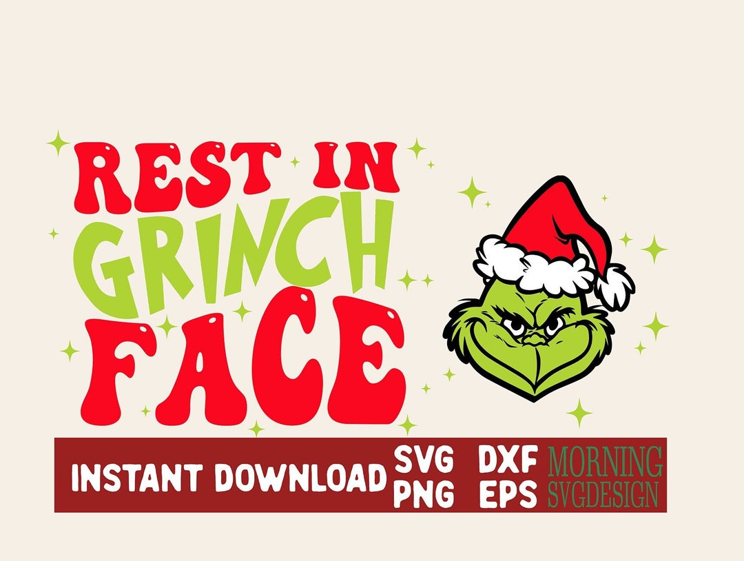 Rest in Grinch Face Svg-png,grinch Wavy Svg,grinchmas Svg,grinch Face ...