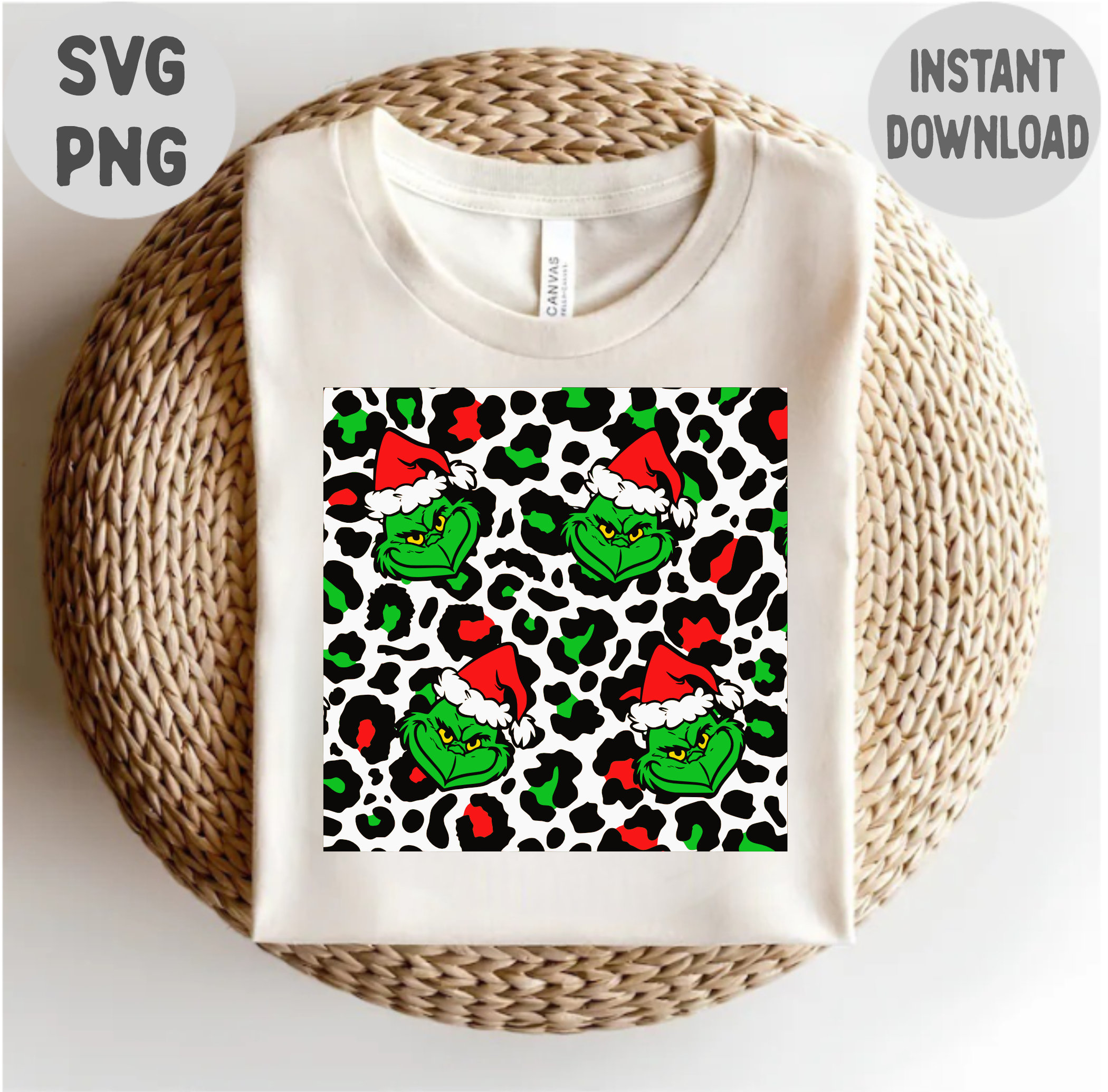 Grinch Background SVG-PNG, Leopard Print Background, Red and Green ...