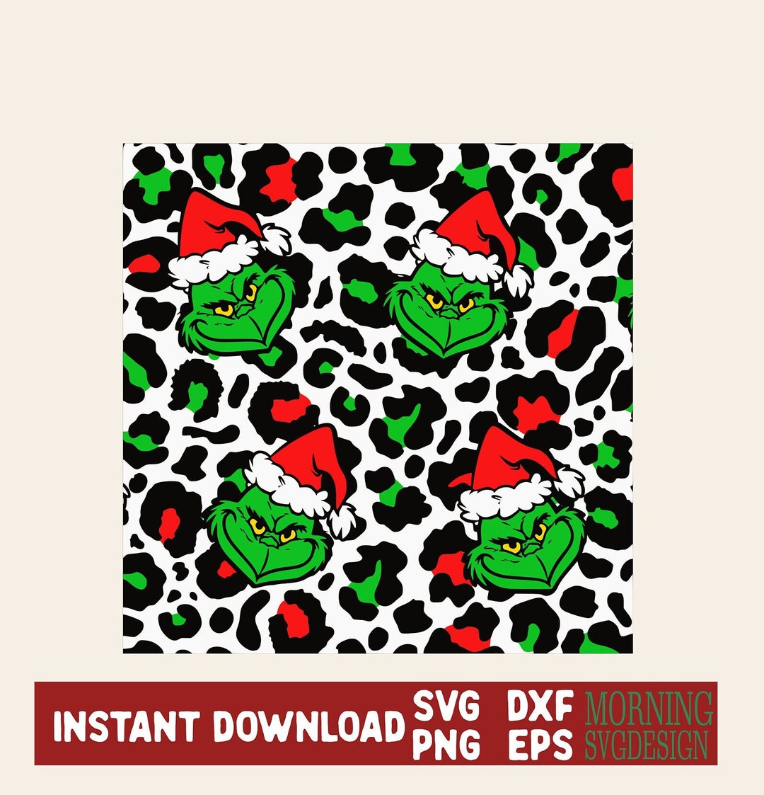 Grinch Background SVG-PNG, Leopard Print Background, Red and Green ...