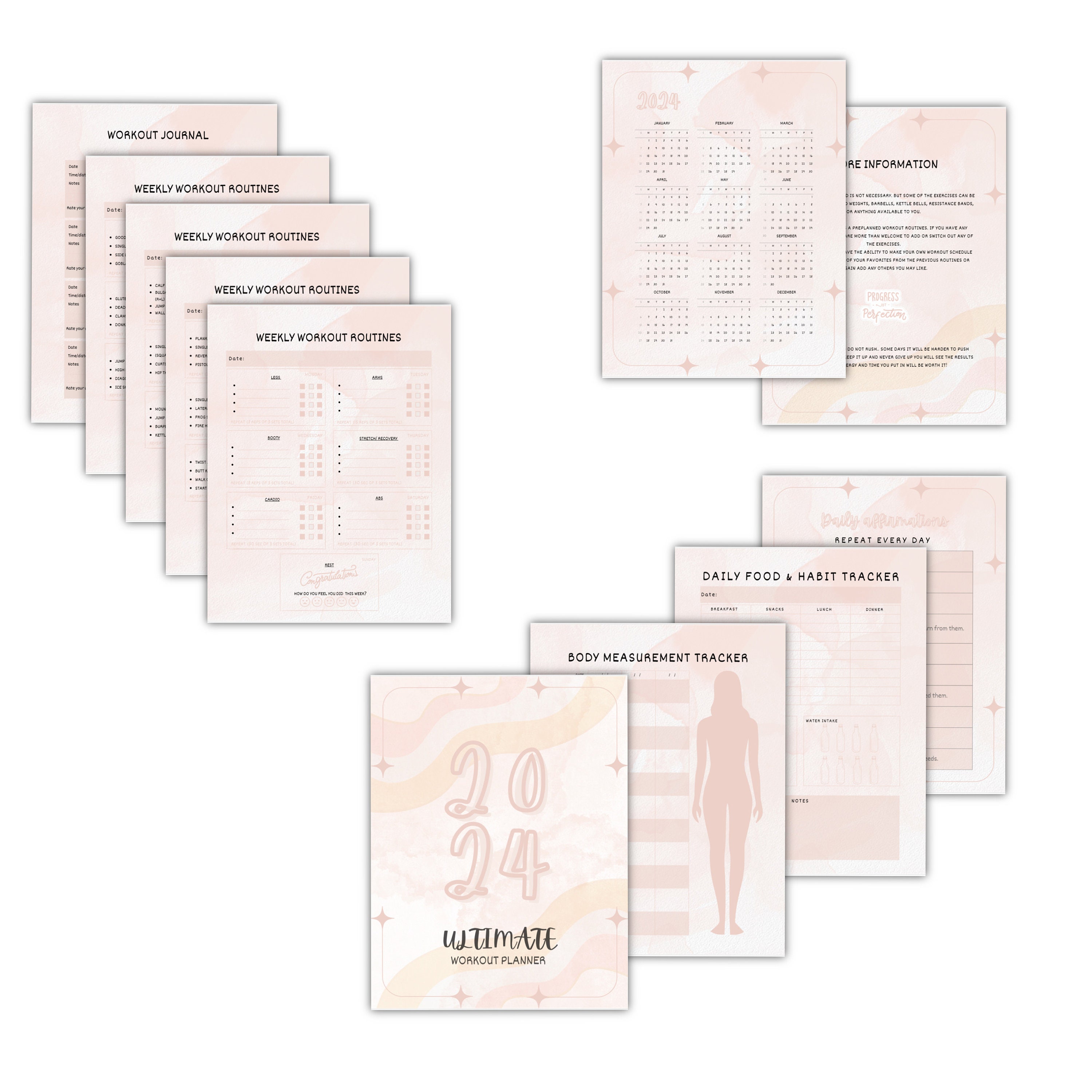 2024 Ultimate Monthly Workout Planner, Printable Fitness & Health ...