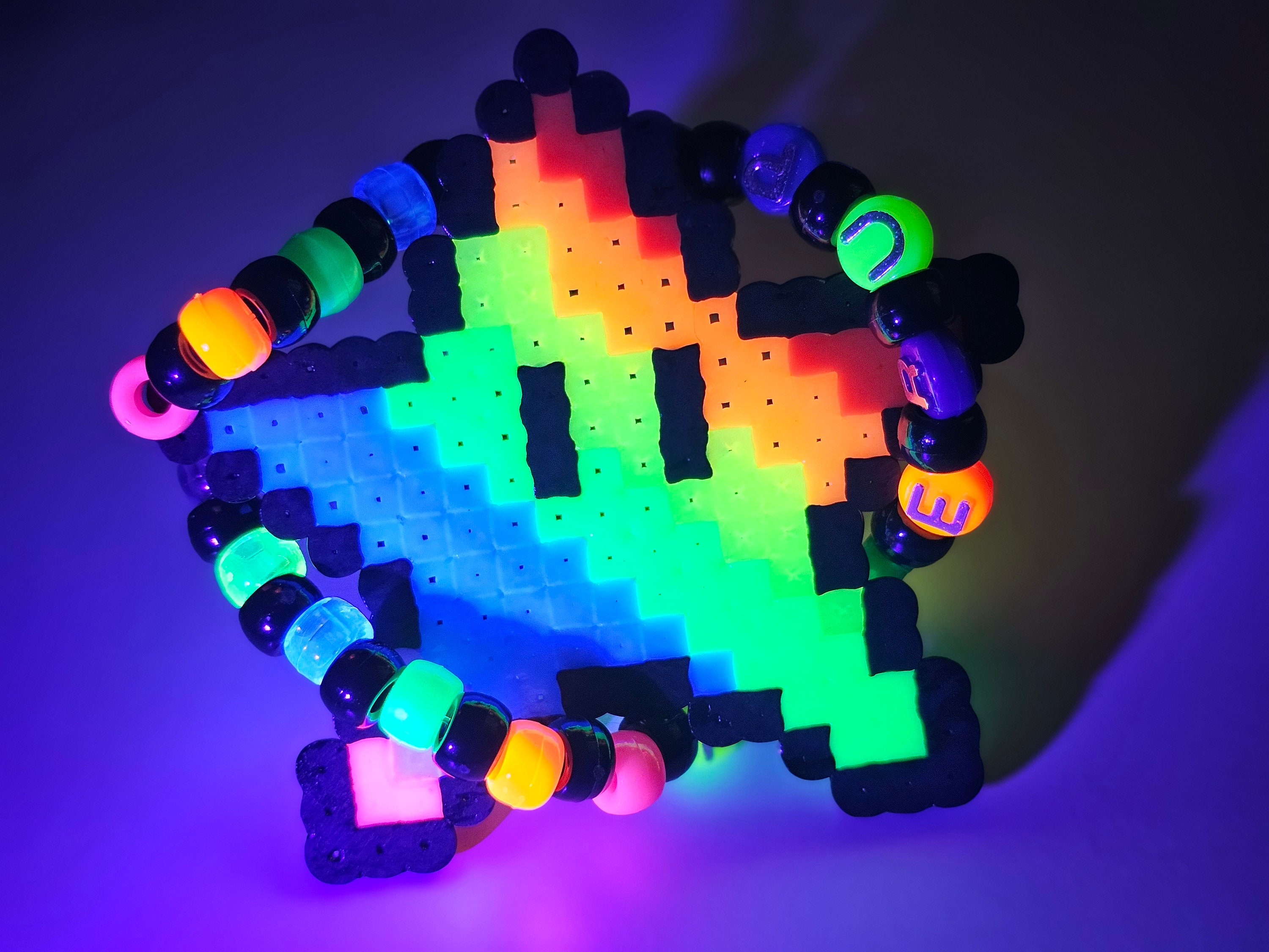 Neon Rainbow Power up Star Perler Bracelet - Etsy
