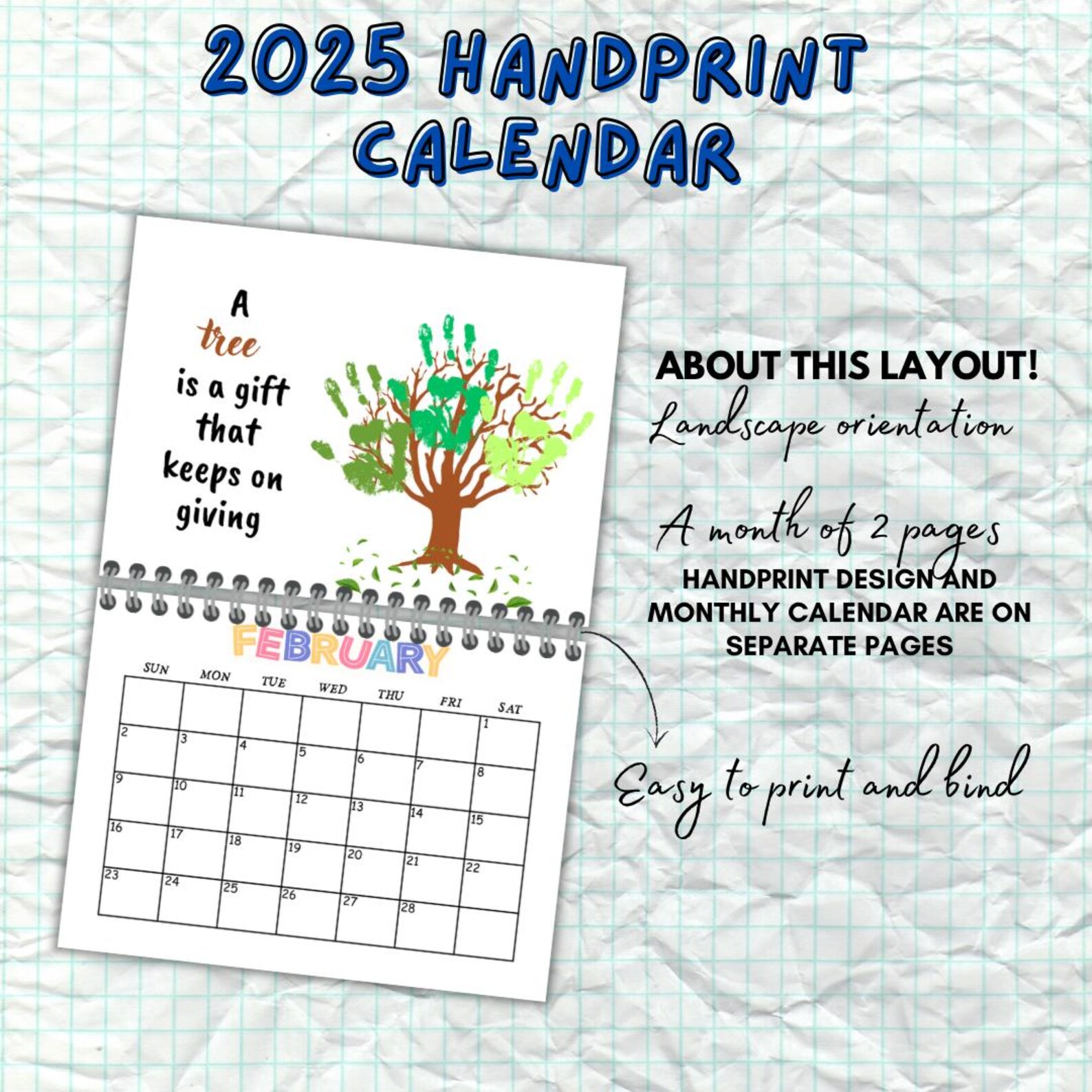 Handprint Calendar 2025 - Etsy