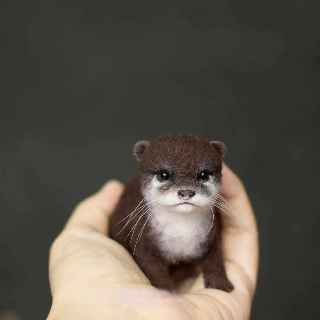 Miniature Lifelike Otter Soft Sculpture From Wool in Needle Felting ...