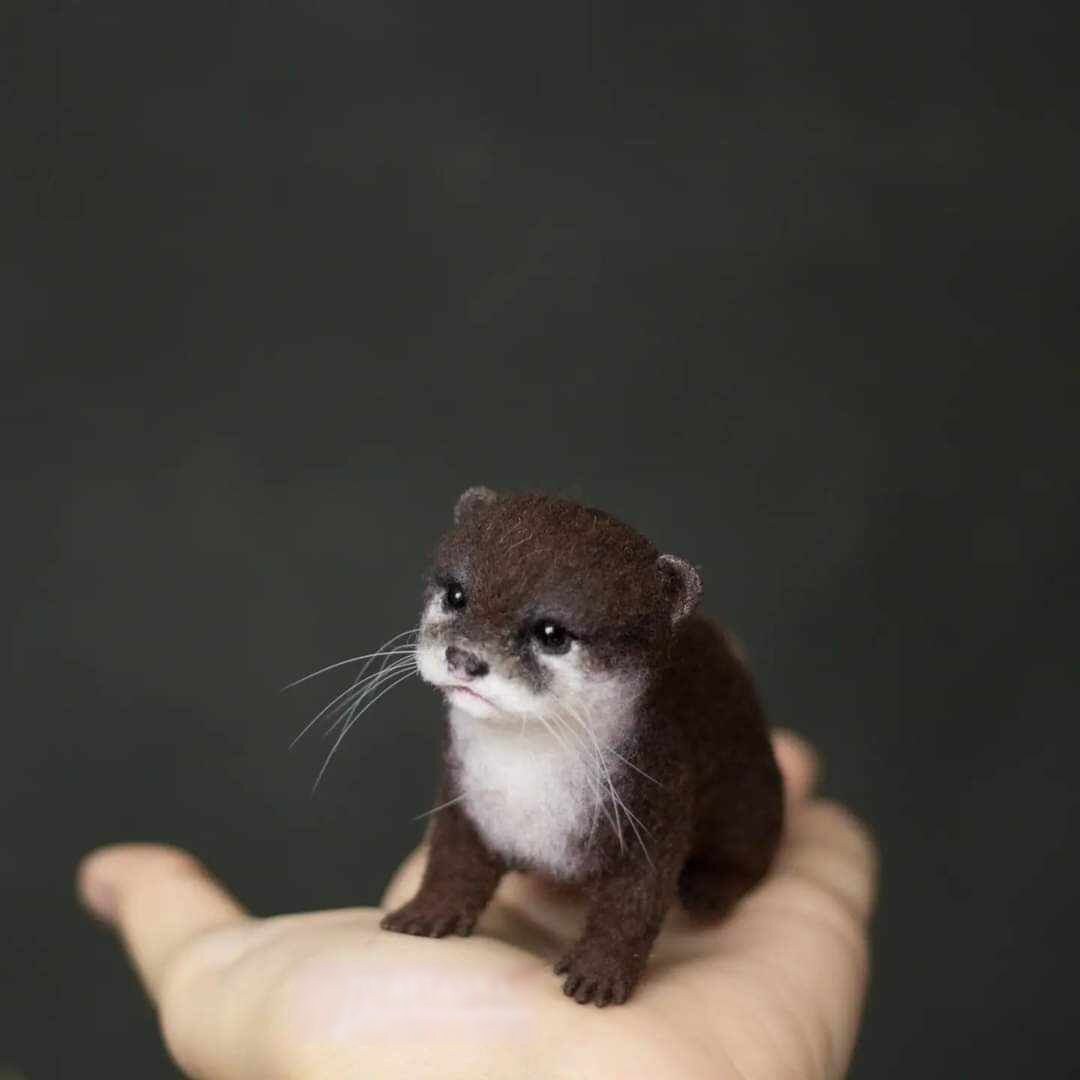 Miniature Lifelike Otter Soft Sculpture From Wool in Needle Felting ...