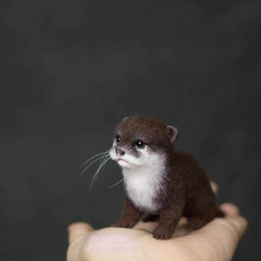 Miniature Lifelike Otter Soft Sculpture From Wool in Needle Felting ...
