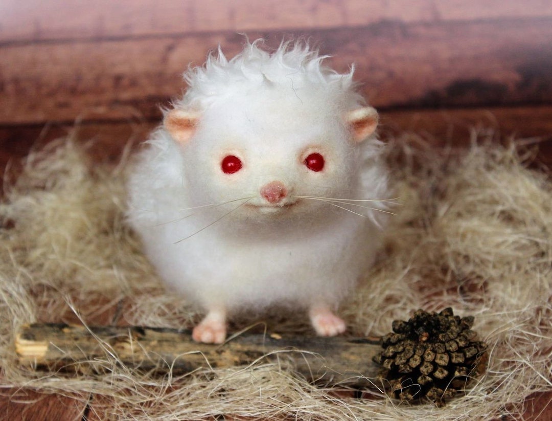 Albino Hedgehog Handcrafted Toy From Wool in Needle Felting Technique ...