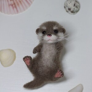 Miniature Otter Toy From Wool in Needle Felting Technique, Handmade ...