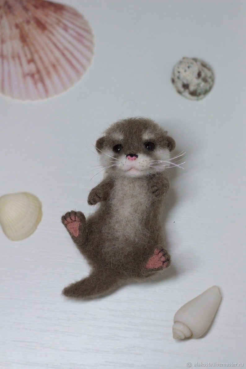 Miniature Otter Toy From Wool in Needle Felting Technique, Handmade ...