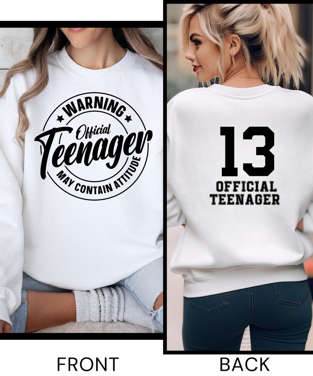 Warning Official Teenager May Contain Attitude, Print on Back. Pull ...