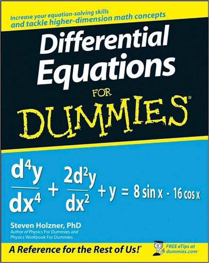 Differential Equations for Dummies by Steven Holzner,phd - Etsy