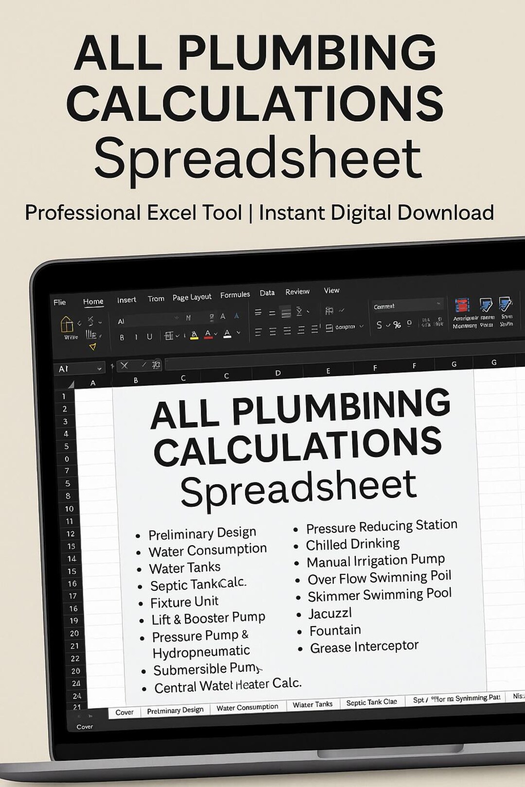 All Plumbing Calculations Spreadsheet | Professional Excel Tool ...