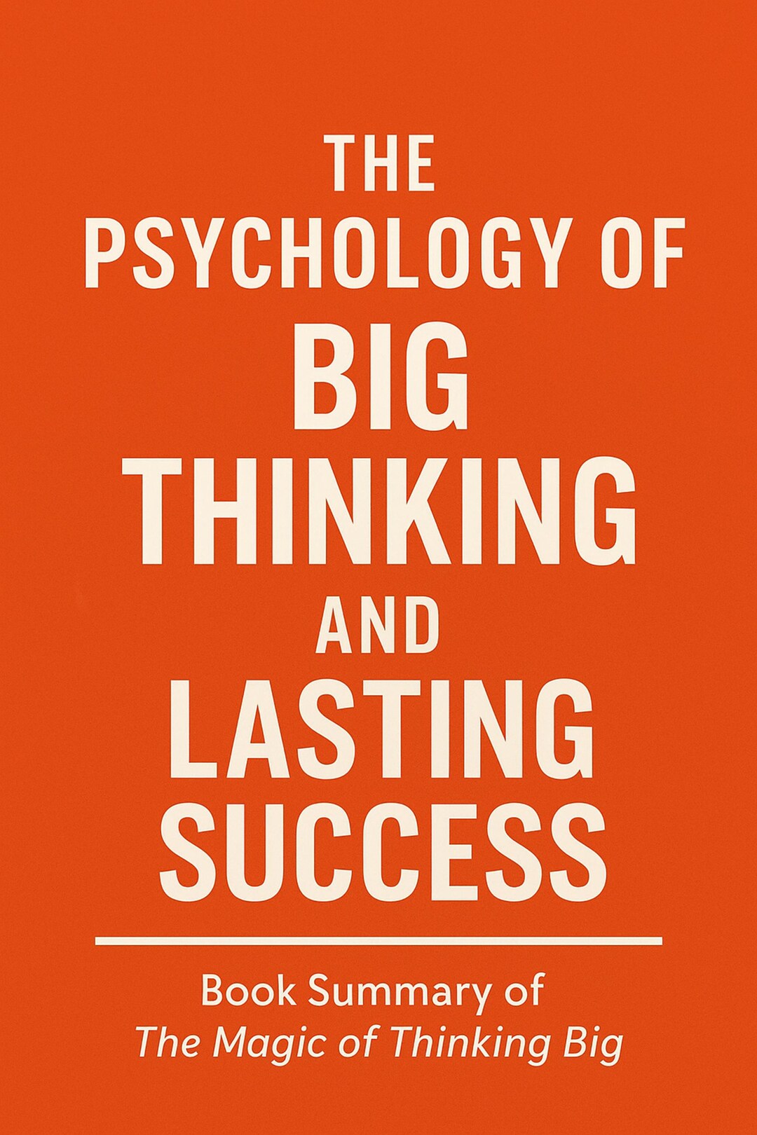 The Psychology of Big Thinking and Lasting Success (book Summary of the ...