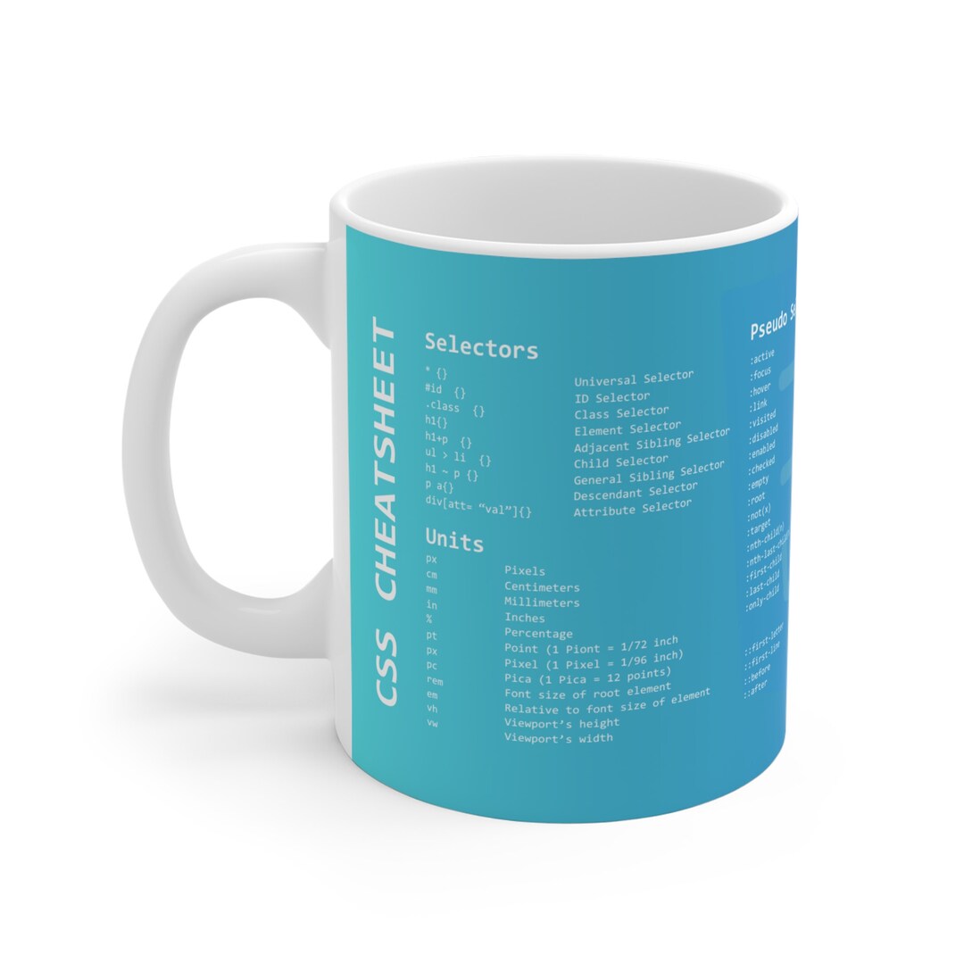 Custom Css Cheatsheet Mug For Web Developers Enhance Your Coding Environment Etsy 