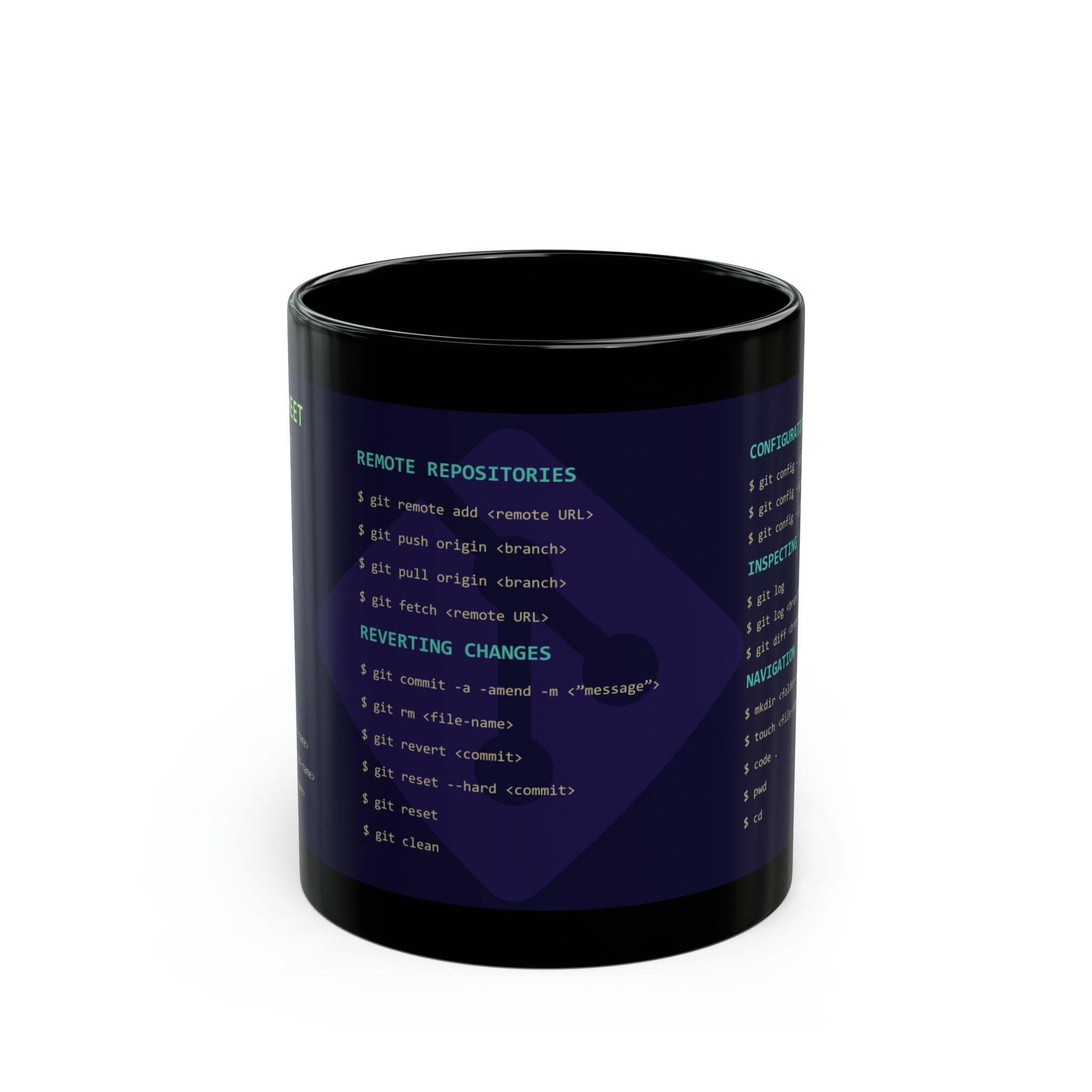 Git Cheatsheet Mug - Programmer's Coffee Cup - Coding Gift - Version Control Commands - Etsy