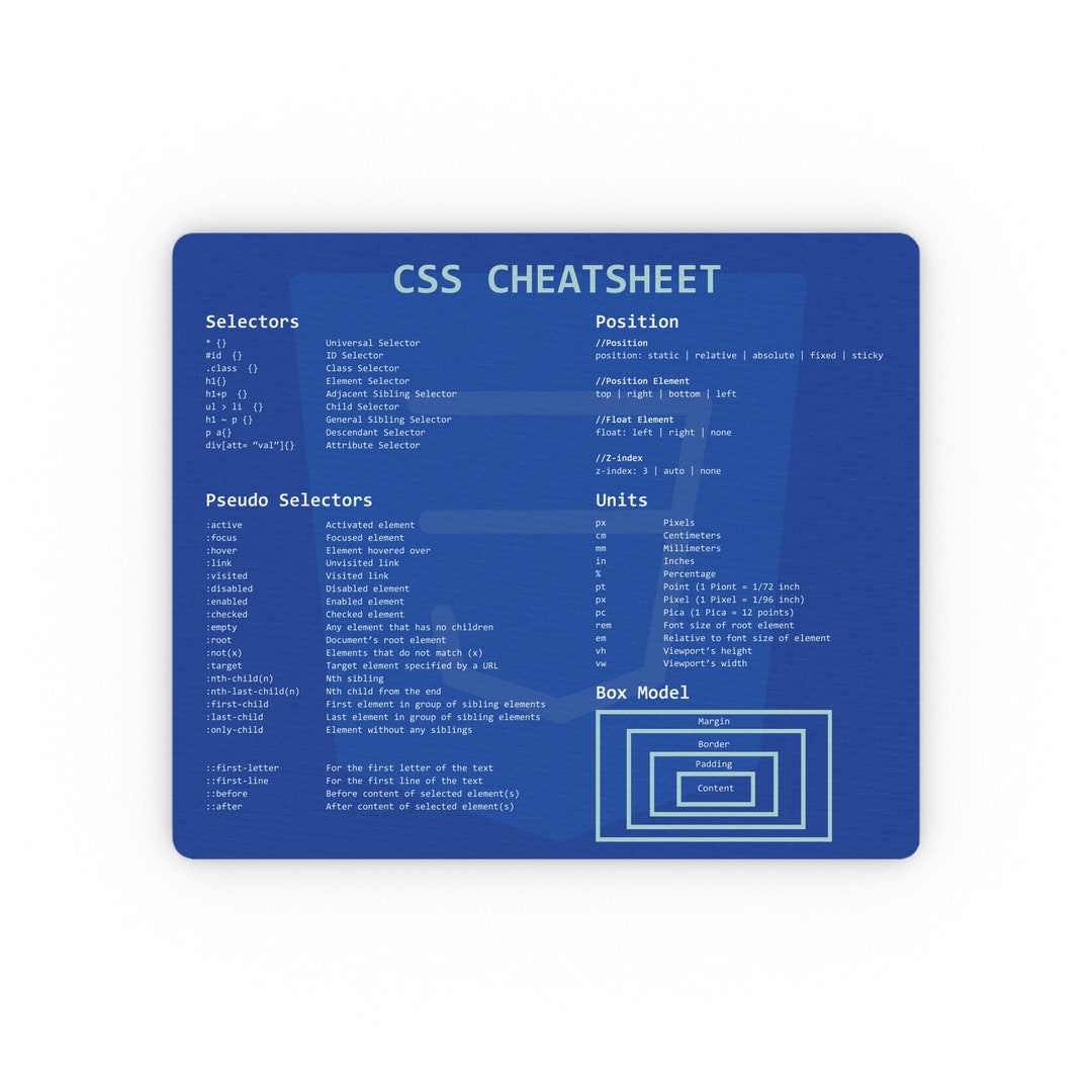 Comprehensive CSS Reference Guide Mousepad - Perfect Gift for Programmers - Etsy