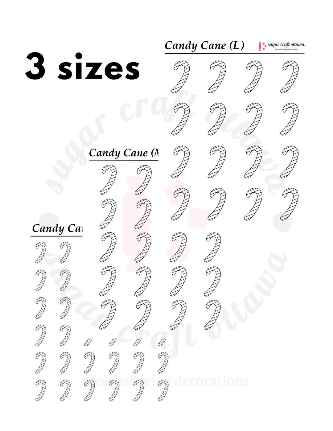 Candy Cane Royal Icing Transfer Sheet - Etsy